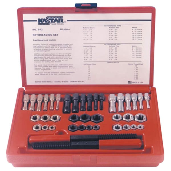 Lang Tools 40 Piece Fractional and Metric Thread Restorer Kit (972) | Zoro