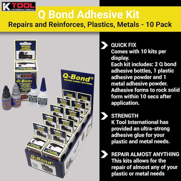 K-Tool International Q-Bond Adhesive Kit, 10PK W/ Display KTI90003 | Zoro