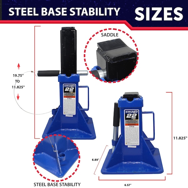 K-Tool International 22-Ton Jack Stands Hd (Pair) KTIHD61222 | Zoro
