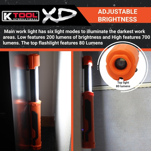 K-Tool International Handheld Rechargeable Work Light, 200-700 Lu ...