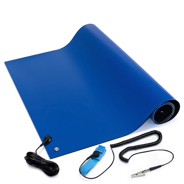 Bertech ESD Anti-Static Soldering Rubber Mat Kit, 3 Ft. x 6 Ft., Blue ...