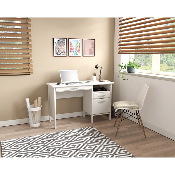 Inval Computer Desk 47 in. W Rectangular Washed Oak 2 Drawer with ...