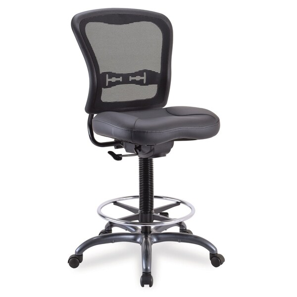 Officesource Armless, Mesh Back Task Stool with Black Upholstered Seat ...