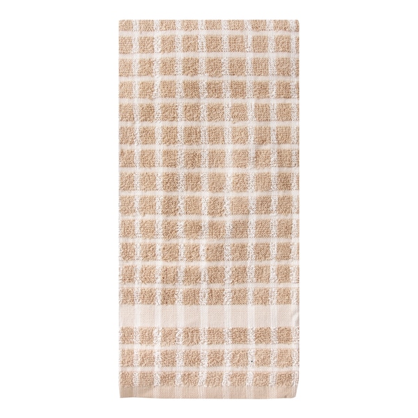 Ritz Concepts Check Kitchen Towel 100% Cotton Terry Taupe/Natural, PK12 ...