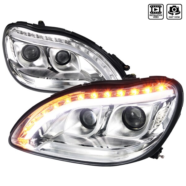 Spec-D Tuning 98-06 Benz W220 Projector Headlight Chrome LHP-BW22000-TM ...