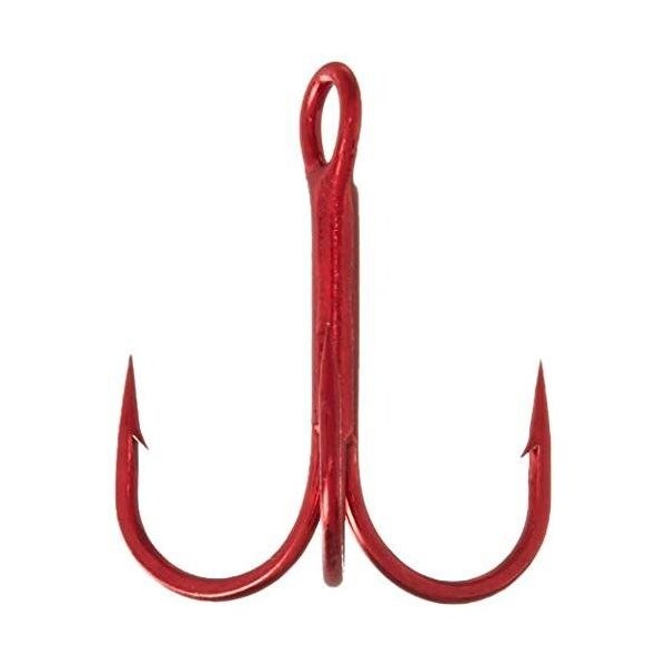 Gamakatsu Treble Hook, Size 6 Barbed, Needle Point, Round Bend Red ...