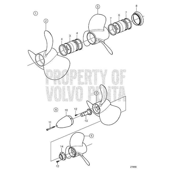 Volvo Penta K3 Forward Duoprop Steel Three Blade Right Hand Rotation ...