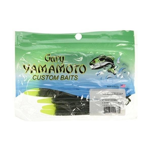 Yamamoto Senko Worm 5, Watermelon With Large Black Body Chartreuse Tail ...
