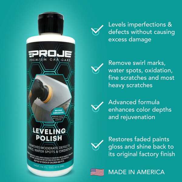 Proje Premium Car Care Leveling Polish 16 oz - Removes Water Spots ...
