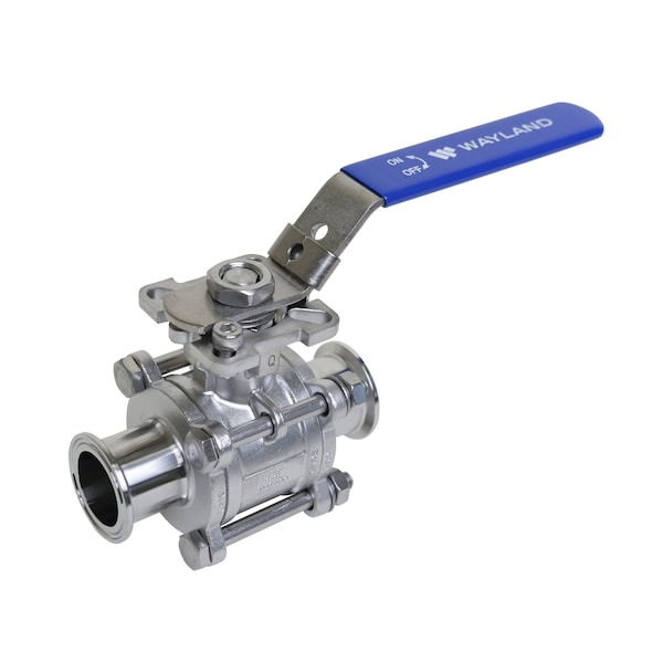 Wayland 1.5in CLAMP 3PC ENCAPSULATED 2-WAY BALL VALVE - PTFE -316L ...