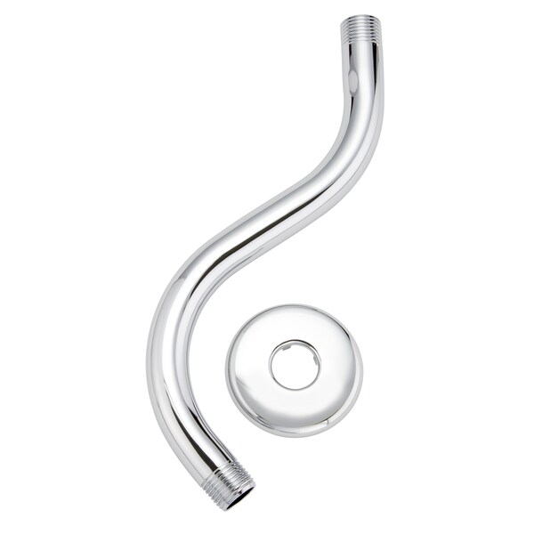 KEENEY S-Shaped Shower Arm and Flange, Polished Chrome (PP825-191) | Zoro