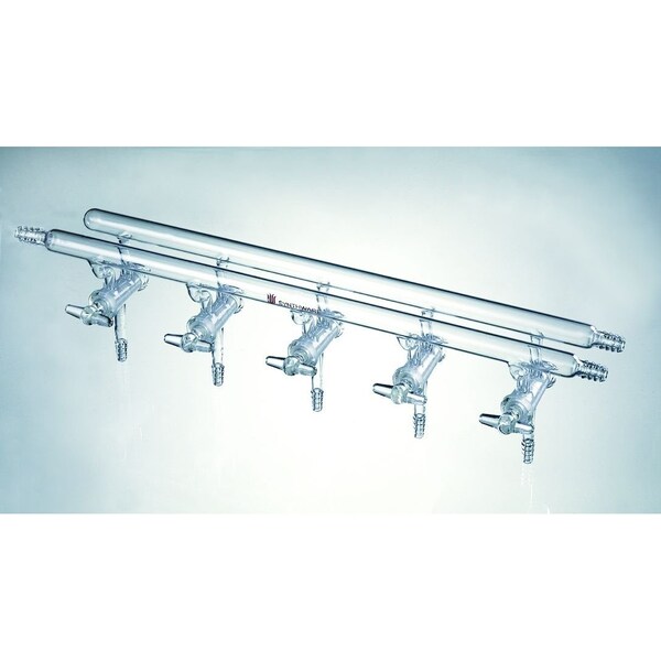 Synthware MANIFOLD, VACUUM/INERT GAS, ALL GLASS, 3 PORT, 300mm, 3 HOSE ...