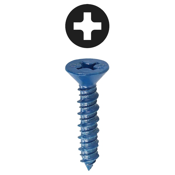Dottie Concrete Screw, 3/16" Dia., Flat, 1-3/4 in L, Carbon Steel Blue ...