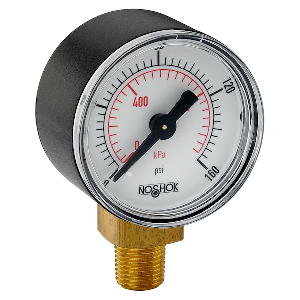 Noshok Pressure Gauge, 1.5" Steel Panel Mount Case, 15 psi/kPa, 1/8 NPT ...