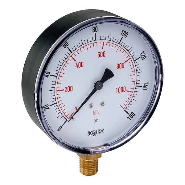 Noshok Dry Pressure Gauge, psi; bar, 2-1/2 in Dial Size, ABS 25-110-160 ...