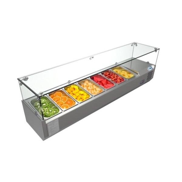 Koolmore Refrigerated Countertop Condiment Prep Station with Glass ...