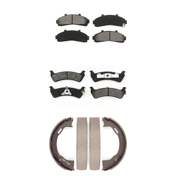Transit Auto Front Rear Semi-Metallic Brake Pads & Parking Shoe Kit For ...