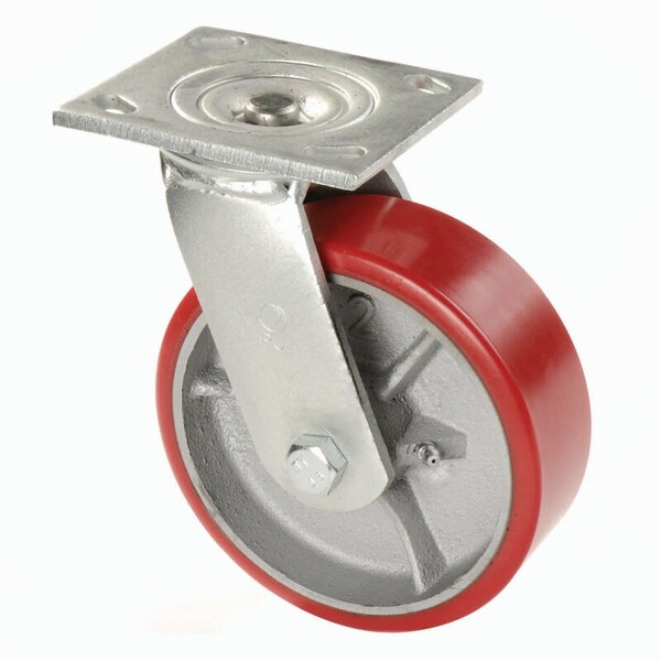 Linco 8" Swvl CASTER - RED POLYURETHANE ON CAST IRON WHEEL - 1000LBS ...