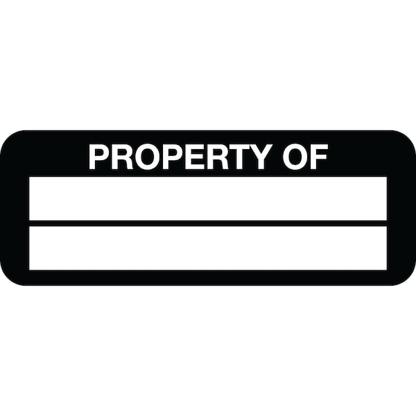 Lustre-Cal Property ID Label PROPERTY OF Polyester Black 2in x 0.75in 2 ...