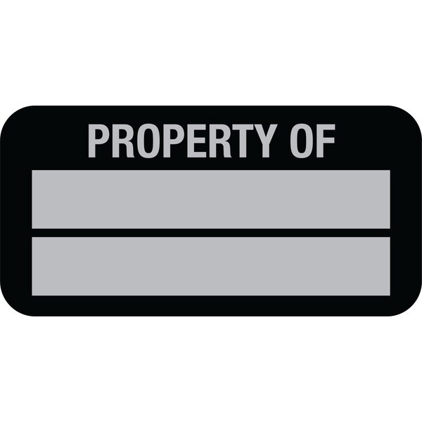 Lustre-Cal Property ID Label PROPERTY OF 5 Alum Black 1.50in x 0.75in 2 ...