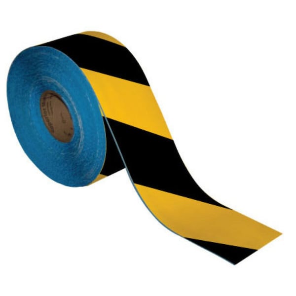 Superior Mark Floor Marking Tape, 4in x 100Ft , Black/Yellow Hazard ...