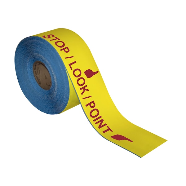 Superior Mark Floor Marking Message Tape, 4in x 100Ft , STOP LOOK POINT ...