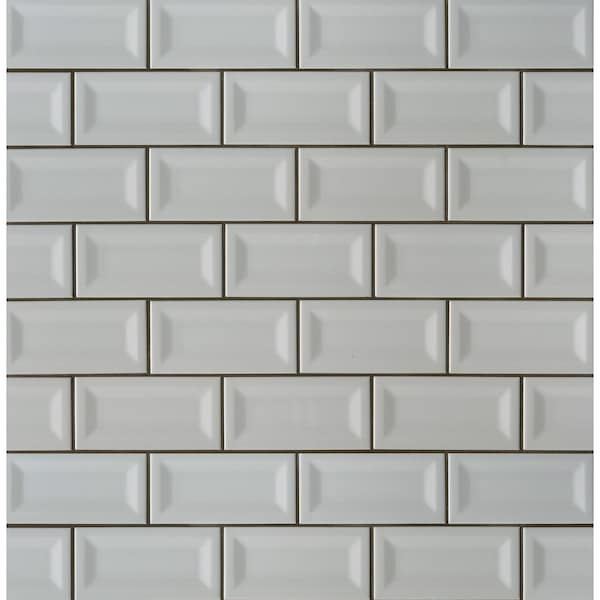 Msi Gray Glossy Inverted Beveled SAMPLE Glazed Ceramic Wall Tile ZOR-PT ...