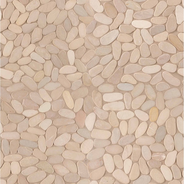 Ackland Marvella Terra Cut 12 in. x 12 in. Tumbled Marble Pebble Mosaic ...