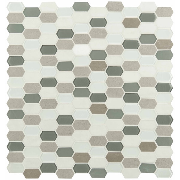 Ackland Doretta Spire 12 in. x 12 in. Glossy Glass Stone Blend Mosaic ...