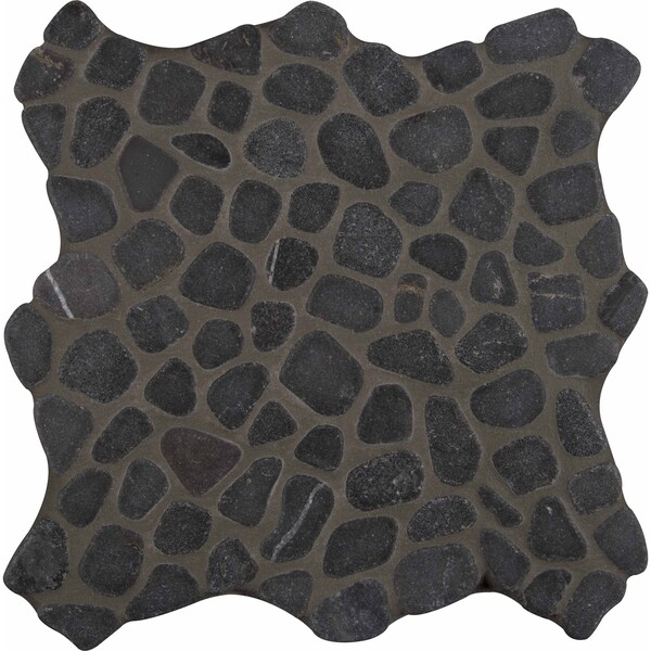 Msi Black Pebbles 11.42 In. X 11.42 In.Tumbled Marble Mesh-Mounted ...