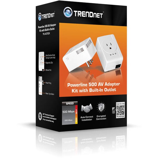 Trendnet 500Mbps Compact Powerline AV Nano Adapter Kit w/ Built-In ...