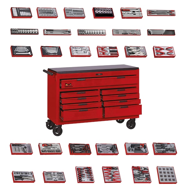 Teng Tools 515 Piece SAE Tool Kit in a 53" Wide Tool Box TCW809N-SAE | Zoro