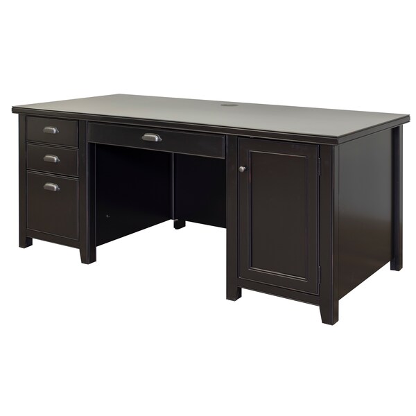 Tribeca Loft Tribeca Loft Double Pedestal Wood Computer Desk in Black ...