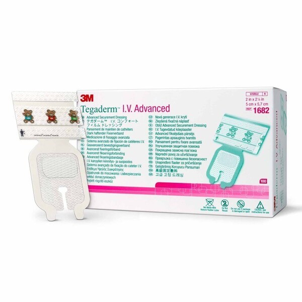 3M Tegaderm I.V. Dressing Film 2 X 2-1/4 Inch Sterile, 400PK 1682 | Zoro