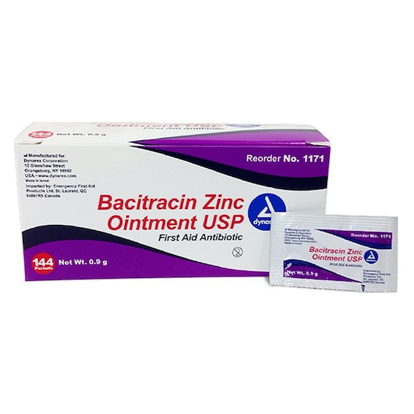 Dynarex Bacitracin Zinc Ointment, 9g, Foil Packet, 144PK 1171 | Zoro