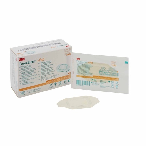 3M Tegaderm Transparent Film Dressing with Pad 2 X 2-3/4 Inch Frame ...