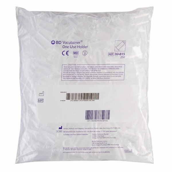 Bd Vacutainer Size, Clear, Non-Stackable, Single 364815 | Zoro