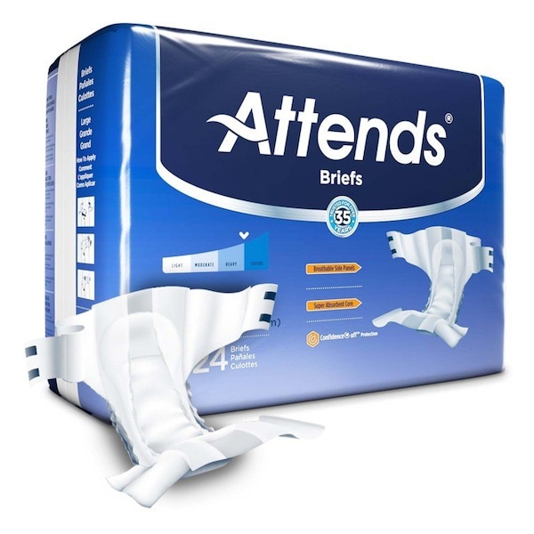 Attends Briefs, Adult, Large, Heavy Absorbency, Disposable, 24PK DDA30 ...