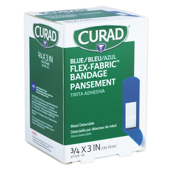 Oasis Food Service Adhesive Bandages, 3/4in x 3in, Blue, Fabric, 100 ...