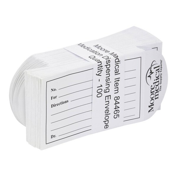 Oasis Paper Pill Envelopes, White, 100 Per Box PILL-E100 | Zoro