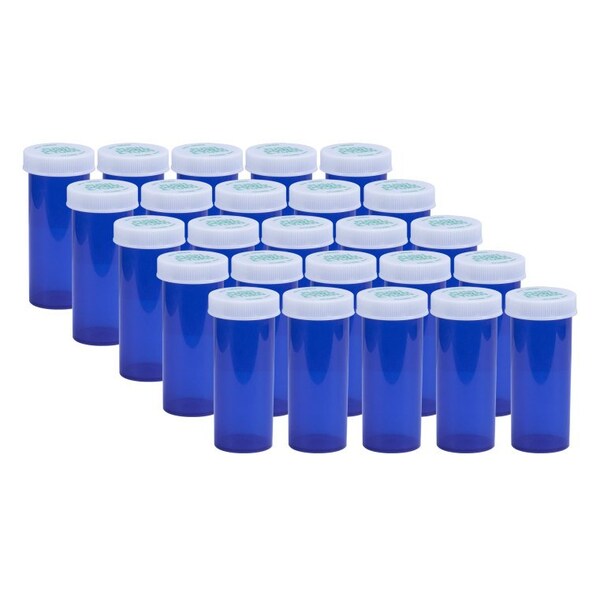 Oasis Blue Prescription Vials, 16 Dram, 25 Per Pack VIAL16D-BZX25 | Zoro