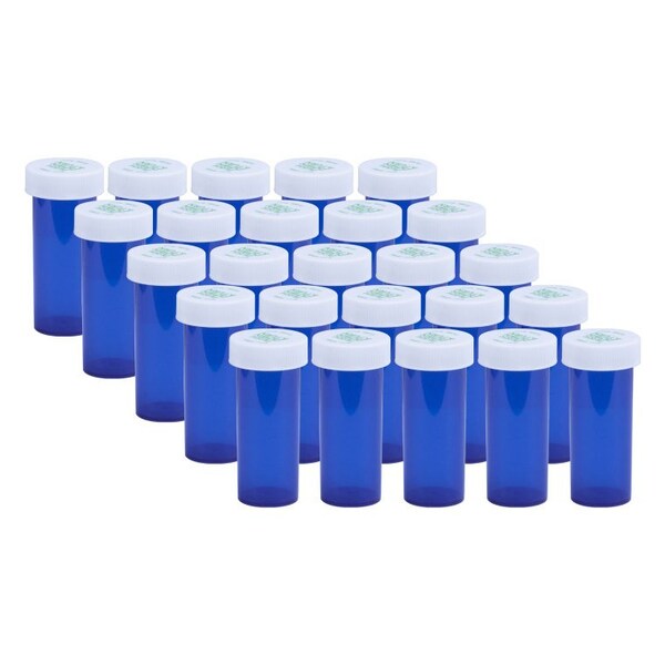 Oasis Blue Prescription Vials, 8 Dram, 25 Per Pack VIAL8D-BZX25 | Zoro