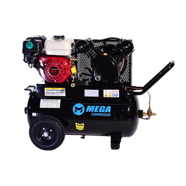 Mega Compressor Mega Power Air Compressor, Honda GX200, 20 gal, Wheeled ...