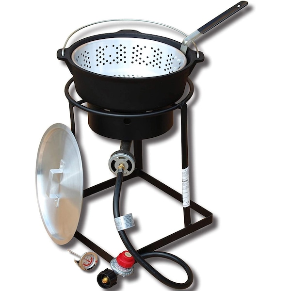 King Kooker Outdoor Cooker, Propane, 54K BTU, 6qt. Cast Iron Pot 1650 ...