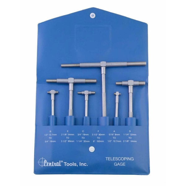 Central Tools Telescoping Gage 6pc Set5/16-6" Range CE6554 | Zoro
