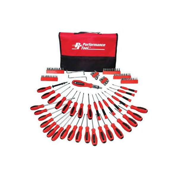 Performance Tool SCREWDRIVER SET W/POUCH 100PC PTW1721 | Zoro