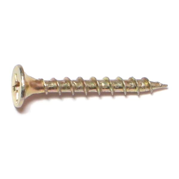 Buildright 1-1/4 in, Phillips Drive, Flat Head Wood Screw, Zinc Yellow ...