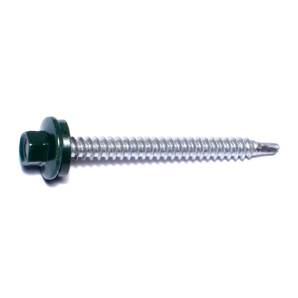 Buildright Self-Drilling Screw, #10 x 2 in, Painted Steel Flange Hex ...
