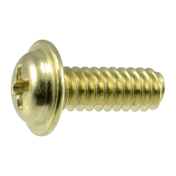 Midwest Fastener #10-24 x 1/2 in Machine Screw, Brass Plated Steel, 15 ...