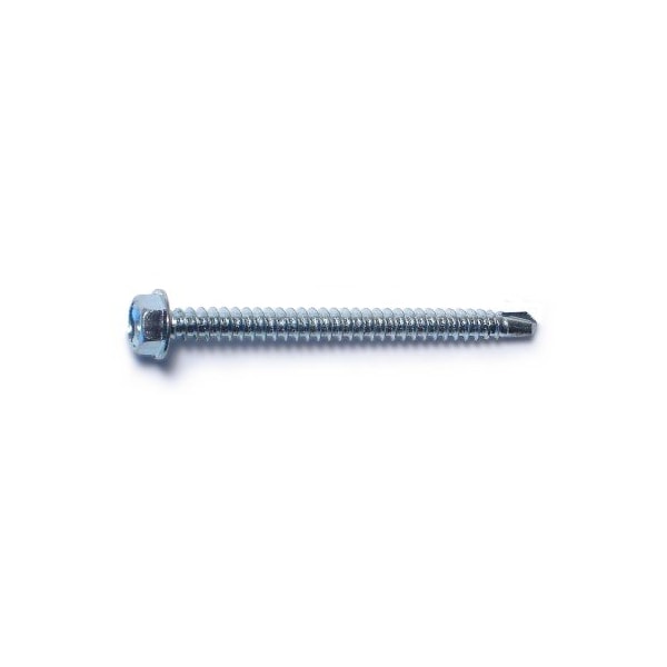 Buildright Self-Drilling Screw, #8 x 2 in, Zinc Plated Steel Flange Hex ...